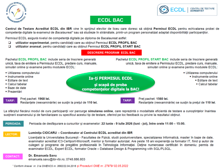 ECDL BAC - Institutul Bancar Român